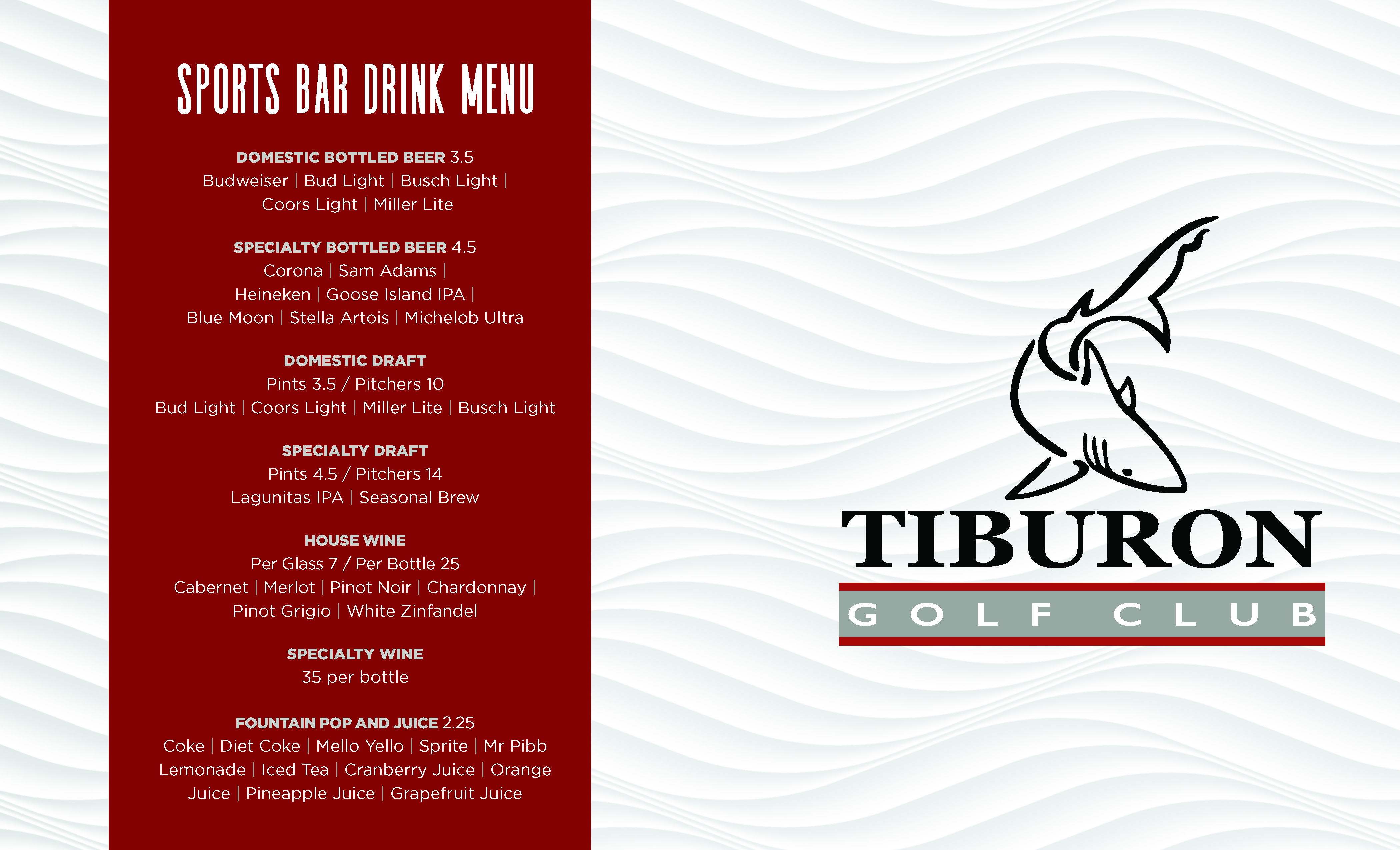 Menu - Tiburon Golf Club