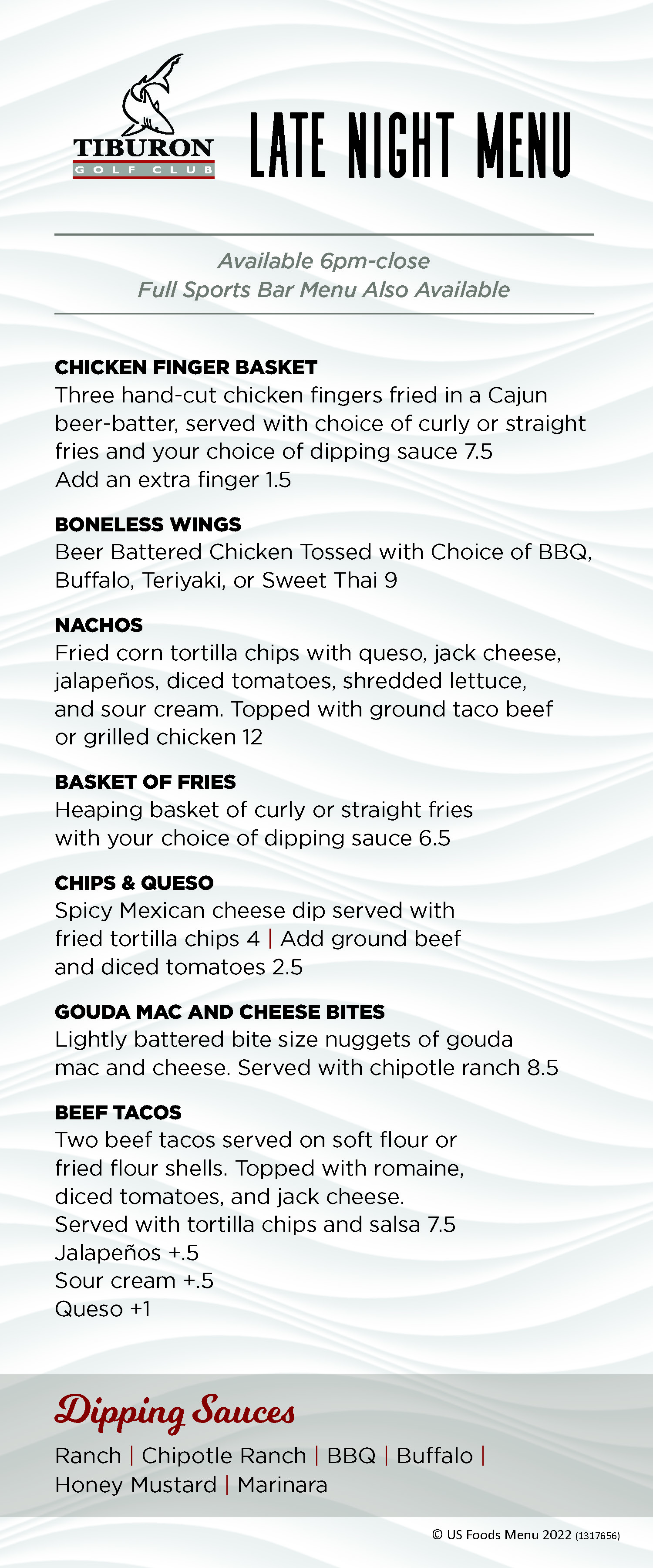 Menu - Tiburon Golf Club